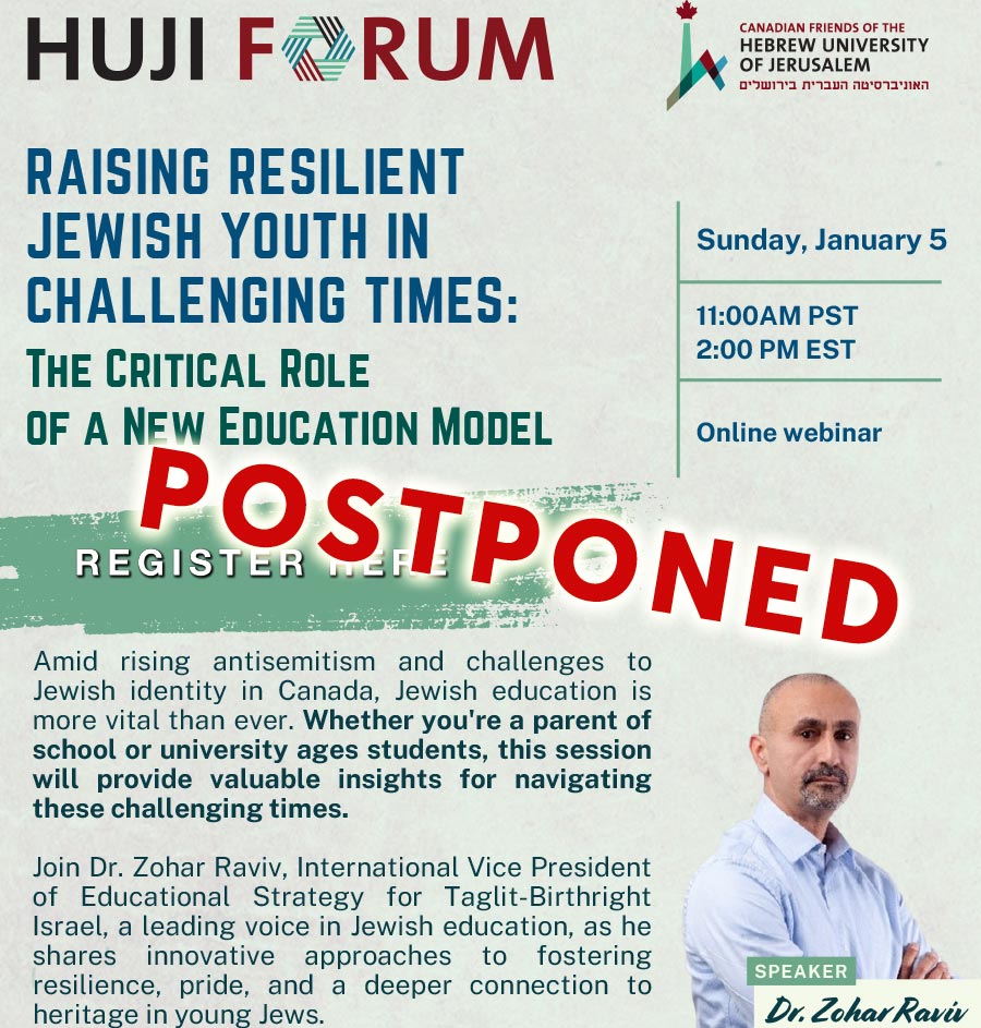 POSTPONED: HUJI Forum presents Raising Resilient Jewish Youth in ...