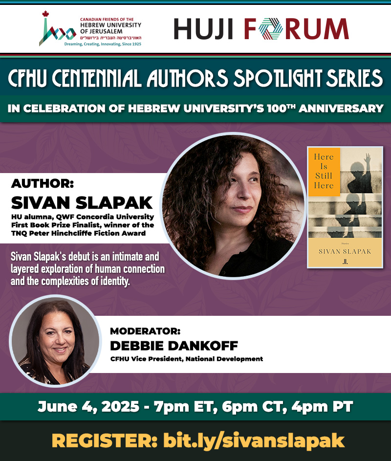 CFHU Centennial Authors Spotlight Series - Featuring Sivan Slapak - The ...